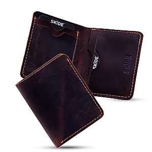 SKiDE Hunter Slim Wallet | Minimalist Wallet & Small Wallet for Men | Card holder for Men & Women | Card Holder wallet | (Brandy)