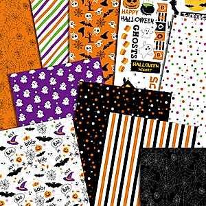 ASTARON 30 Sheets Halloween Pattern Paper Set A4 Size(8.2 x 11" ), Decorative Paper for Card Making Craft Scrapbook Decoration, 10 Styles (Not Tissue Paper!!)