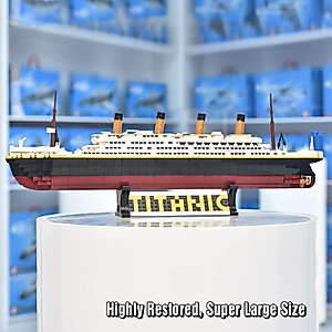RiceBlock Large Titanic Model Building Block Kit, Home Alone Adults Challenging Huge Hard Titanic Cruise Ship Model Building Set Toys for Kids, 1333 Pieces