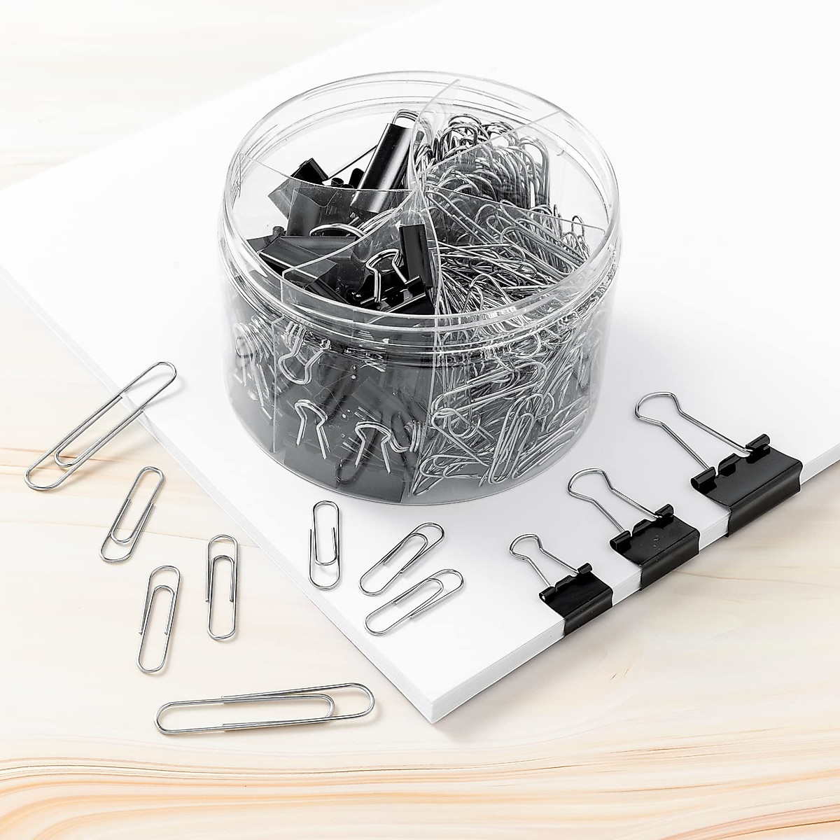 340PCS Paper Clips Binder Clips Paperclips Small Binder Clips Paper Clips Assorted Sizes (Black)