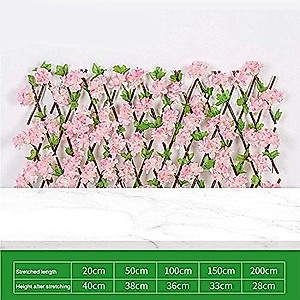 HACSYP Expandable Faux Privacy Fence Wooden Retractable Fence Expanding Fence Hedge Screening with Artificial Flower Leaves | Garden Privacy Protective Screens Trellis Fence Panels