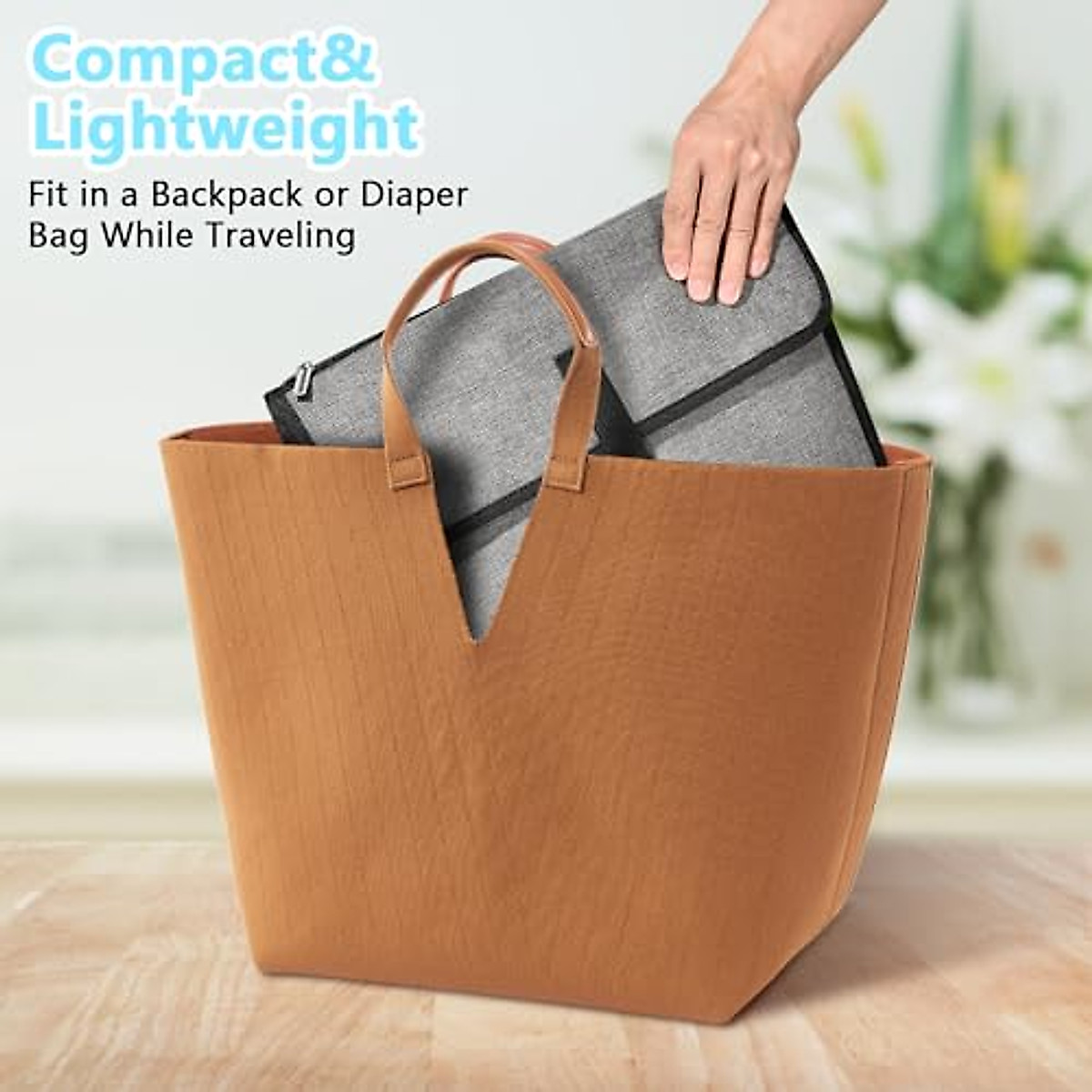 Portable Baby Changing Pad, SKYROKU Detachable Travel Changing Pad, Smart Wipes Pocket with Built-in Pillow -Waterproof & Large Changing Area-Foldable Travel Baby Changing Kit Black