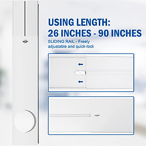 YoleShy Portable Air Conditioner Sliding Door Kit 26 inches - 90 inches Adjustable AC Sliding Door Vent Kit, Extra Long Portable AC Window Kit, for 5.9 inches Exhaust Hose