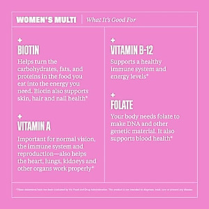 Health by Habit Womens Multivitamin Gummies (60 Gummies) - Non-GMO, Gluten Free, Allergen Free Vitamins A-E plus essential Biotin, Folate and Zinc, and more