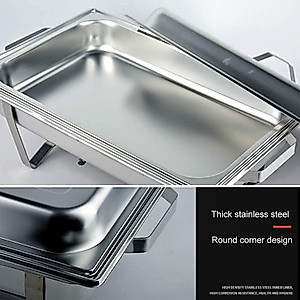 UZOURI Food Warmer, Chafing Dish 9L Stainless Steel Chafing Dish Set Buffet Catering Warmer Set, Rectangle Chafing Dish for Party