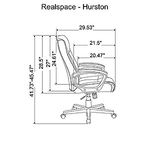 Realspace® Hurston Bonded Leather High-Back Executive Chair, Black, BIFMA Certified