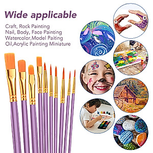 ESRICH Acrylic Paint Brushes Set, 16Packs/160 Pcs, Suitable for Acrylic, Oil, Watercolor,Rock Body Face Nail Art,Perfect Suit of Art Painting, Best Gift for Kids Adult Drawing, Purple