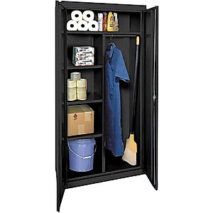 Sandusky Lee CAC1362472-09 Combination Garage Storage Cabinet, Steel Utility Cabinet with Adjustable Shelves, 72" H, Black