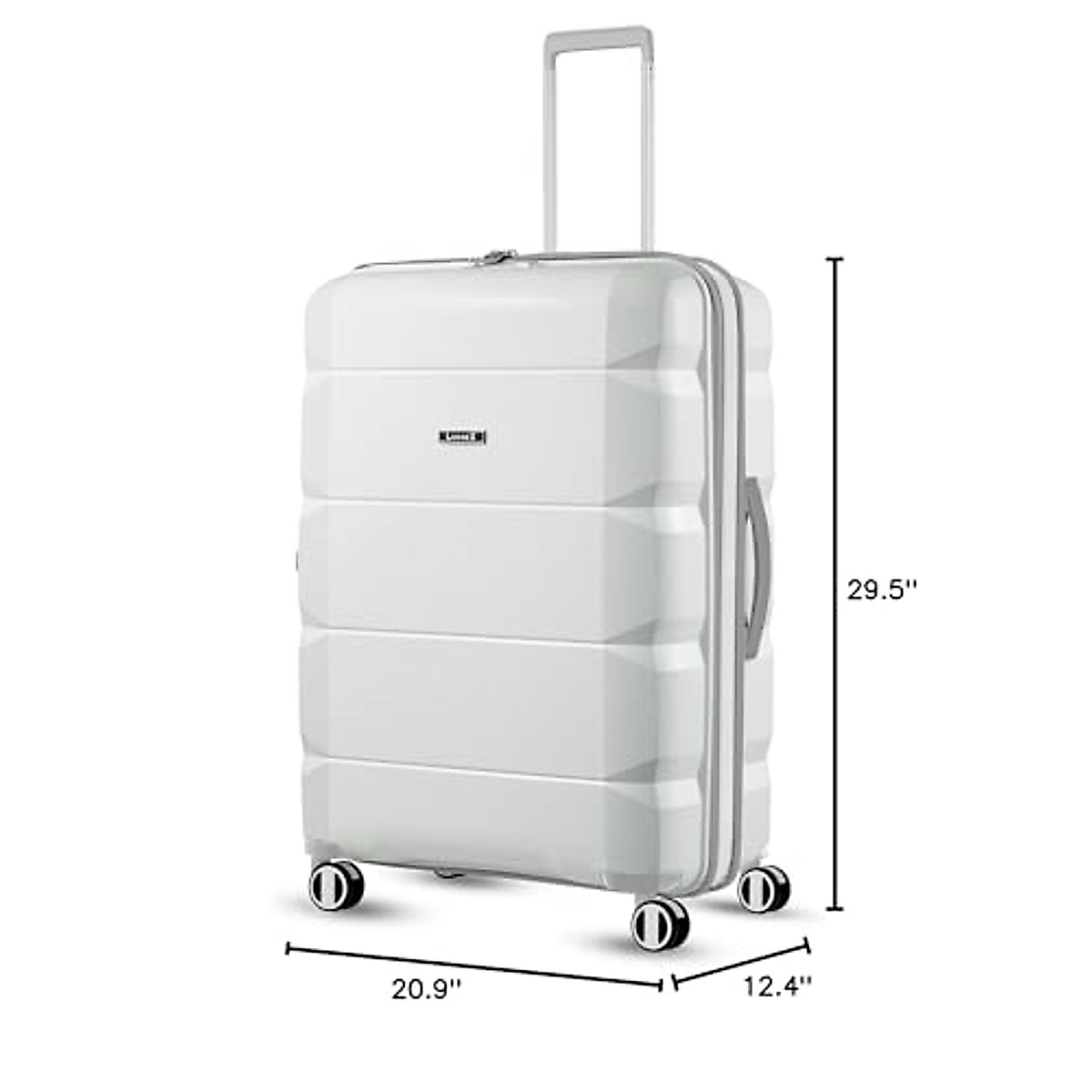 LUGGEX Checked Luggage with Spinner Wheels, PP Lightweight Suitcase for Travel (White, 28 Inch)