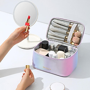 KITENROM Makeup Bag Preppy Cosmetic Bag Small for Women Toiletry Bags Pouch Organizer Rainbow Gradient Pink