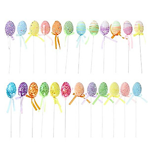 Toddmomy 24pcs Easter Egg Tree Branches Flower Picks Floral Arrangement Easter Egg Ornament for Easter Wreath Tree Garden Decoration
