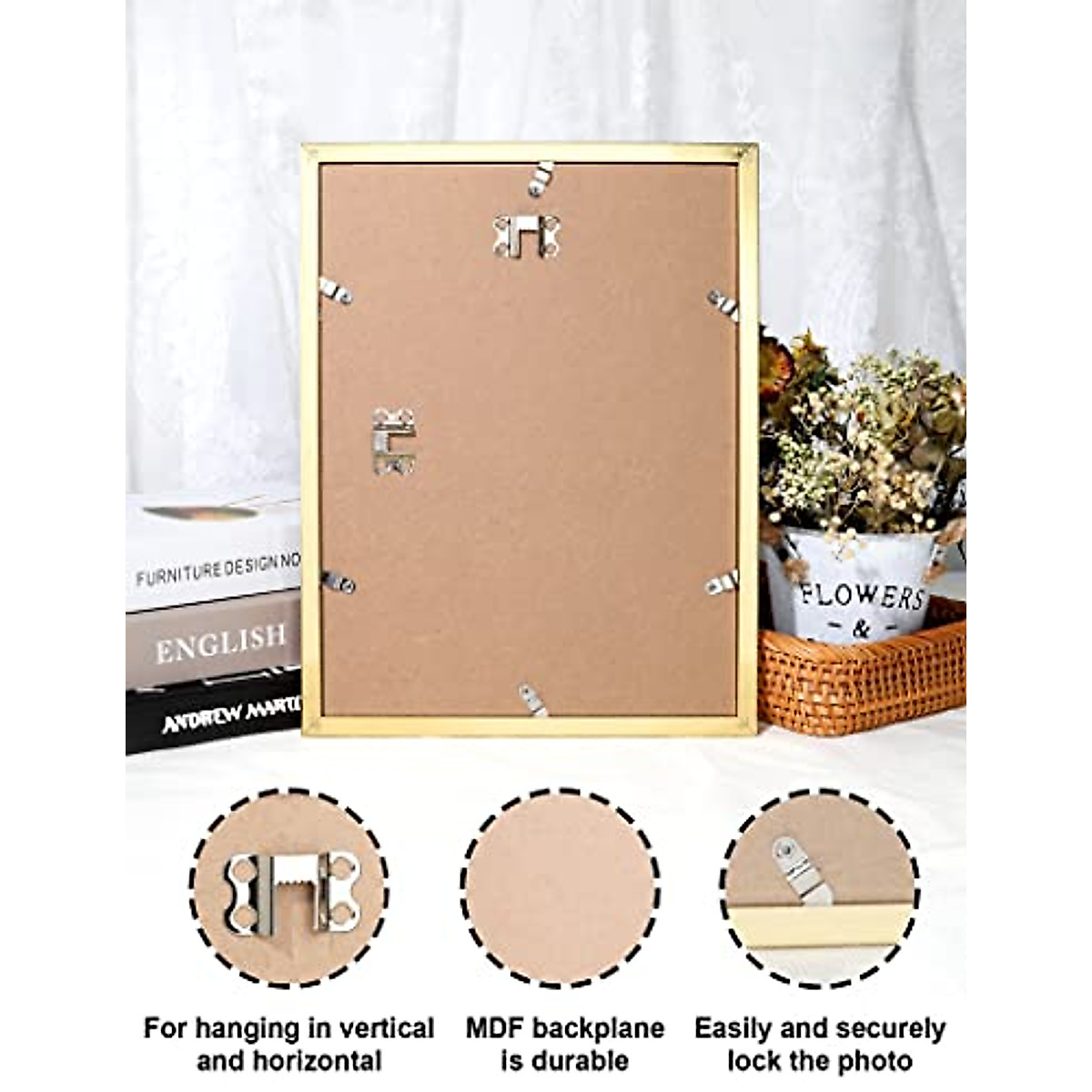 Annecy 9x12 Picture Frames (1 Pack, Gold), Composite Wood Photo Frame, For Pictures 9x12 for Wall Mounting, Classic Simple Home Office Decor