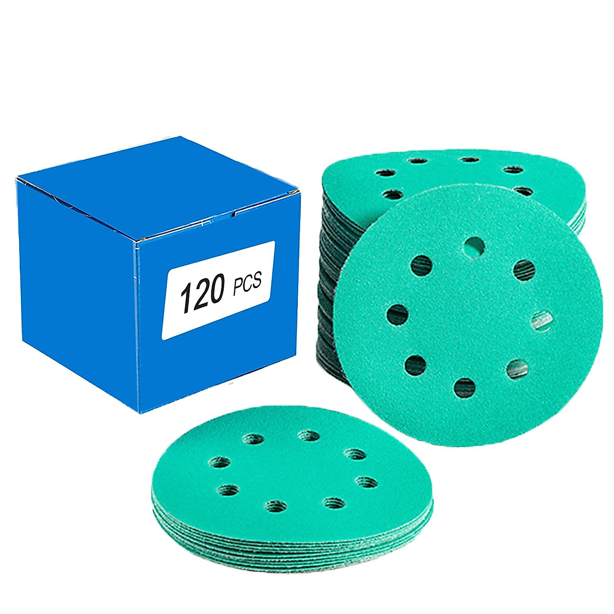 5 Inch 8 Holes Hook and Loop Sanding Discs,400/600/800/1000/1200/2000 Fine Grits Assortment, Sanding Film Replaces Sandpaper to Match Orbital Sanders for Wood,Metal and Automotive Paint.
