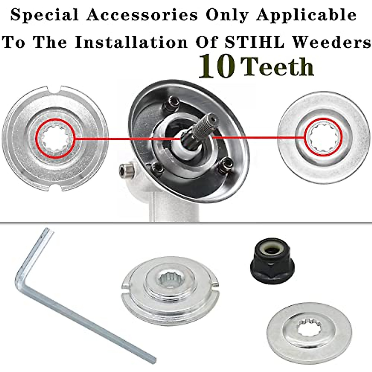 CZS 2 Kind of Lawnmower Blade Adapter Kit, Gardening Machine Brush Blade Adapter Attachment Maintenance Kit for String and Universal Trimmers Brush Cutter