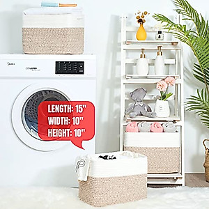 MINTWOOD Design Storage Basket for Shelves, Playroom and Classroom Storage Basket, Book Basket, Decorative Storage Cube Bin, Woven Closet Organizer, Baby Nursery Basket, Light Brown