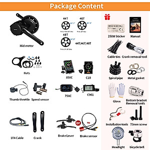 BAFANG BBSHD 48V1000W BBS02B 48V 500W/750W Electric Bike Conversion Kit with DP-C18/C965/850C/750C LCD Display with 48V/52V Lithium Ion Battery(Optional) Ebike DIY Kit