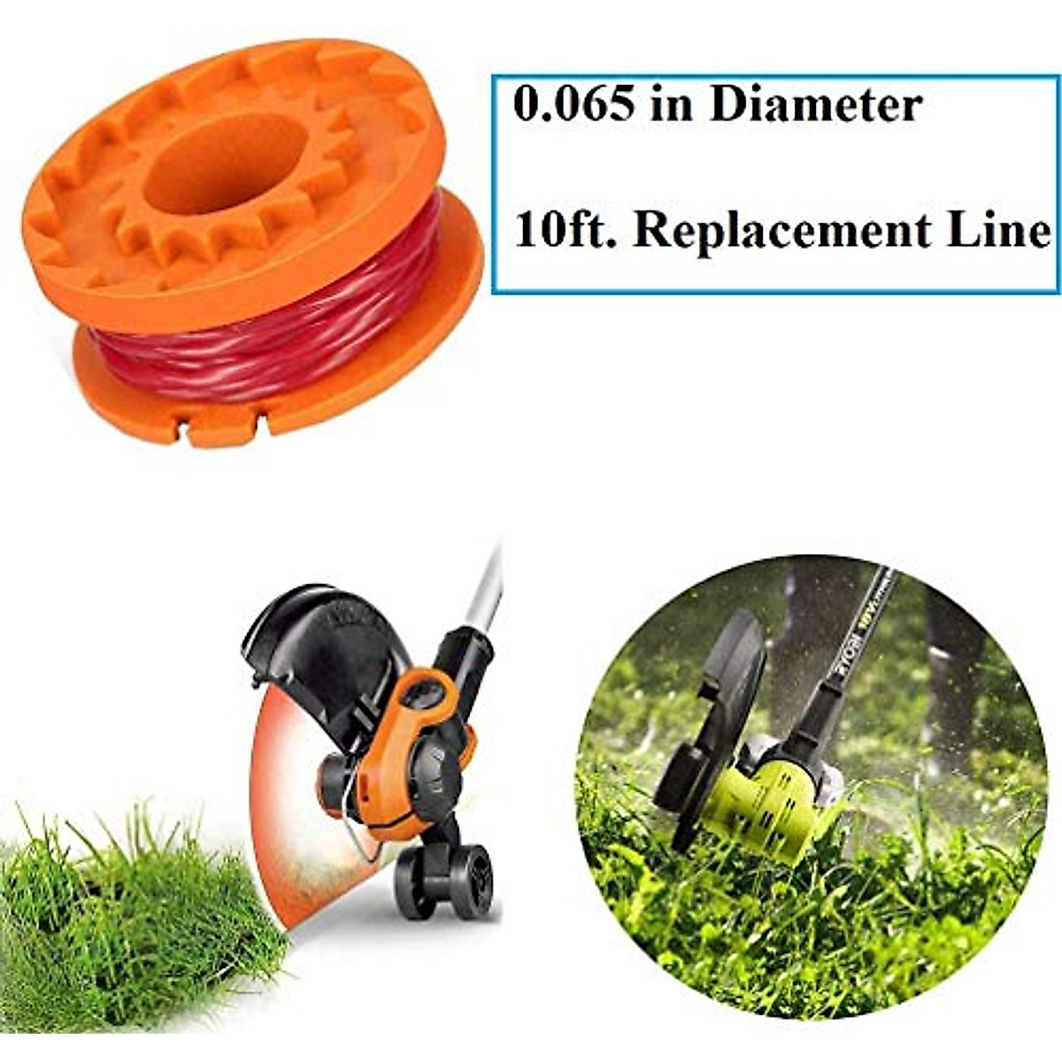 WA0010 Replacement Trimmer Line for Select Electric String Trimmers,Trimmer Spool Line for Worx,0.065 Edger Spool for Worx Trimmer Spools Weed Eater String,Weed Wacker Spool Parts 6Pcs