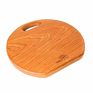 Rainforest Bowls 11.5"x10.6" Circular Javanese Teak Wood Cutting Board w/Handle- Ultra-Durable, Heavy Duty, Lasts Years w/Daily Use- Premium Custom Design Handcrafted by Indonesian Artisans