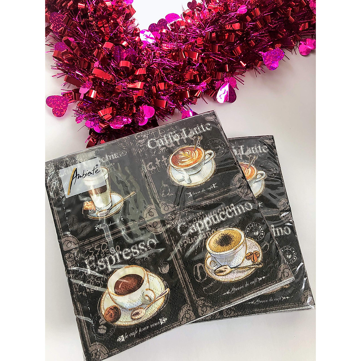 20-ct Coffee Napkins Black and White Napkins Decorative Paper Napkins for Decoupage Fall Paper Napkins Tea Party Napkins Valentine Napkins Disposable Birthday Napkins for Adults 6.5 x 6.5 x 1 inch