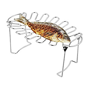 Chicken Leg Rack For Smoker Griller Oven - 12-Slot Fish-Shaped Chicken Wing Rack - Non-Stick, Easy To Use, Dishwasher Safe, Premium Quality Stainless Steel Chicken Rack