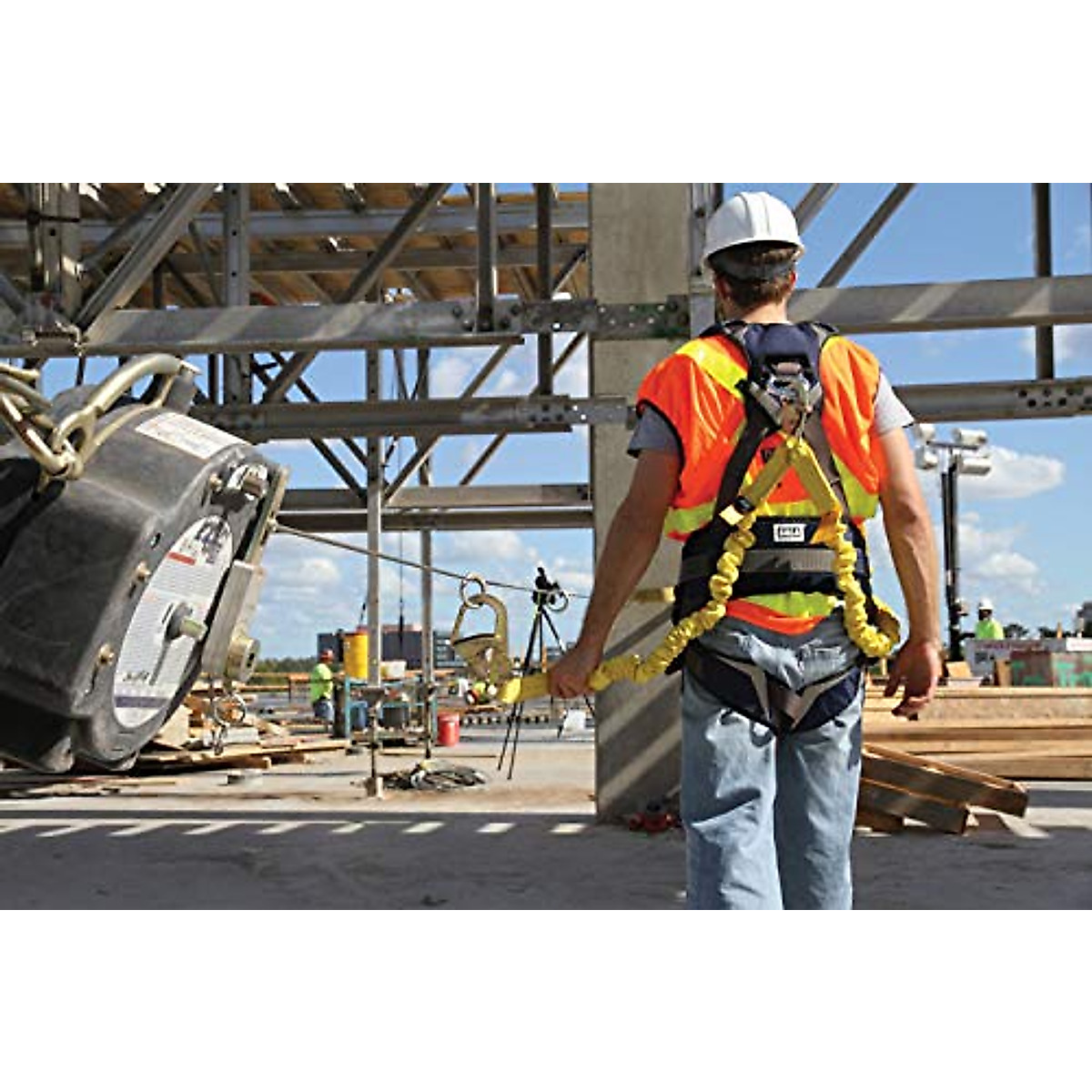 3M DBI-SALA EZ-Line 7605060 Retractable Horizontal Lifeline System, 60' Galvanized Cable, Built In Winch, Tension and Impact Indicators, Blue