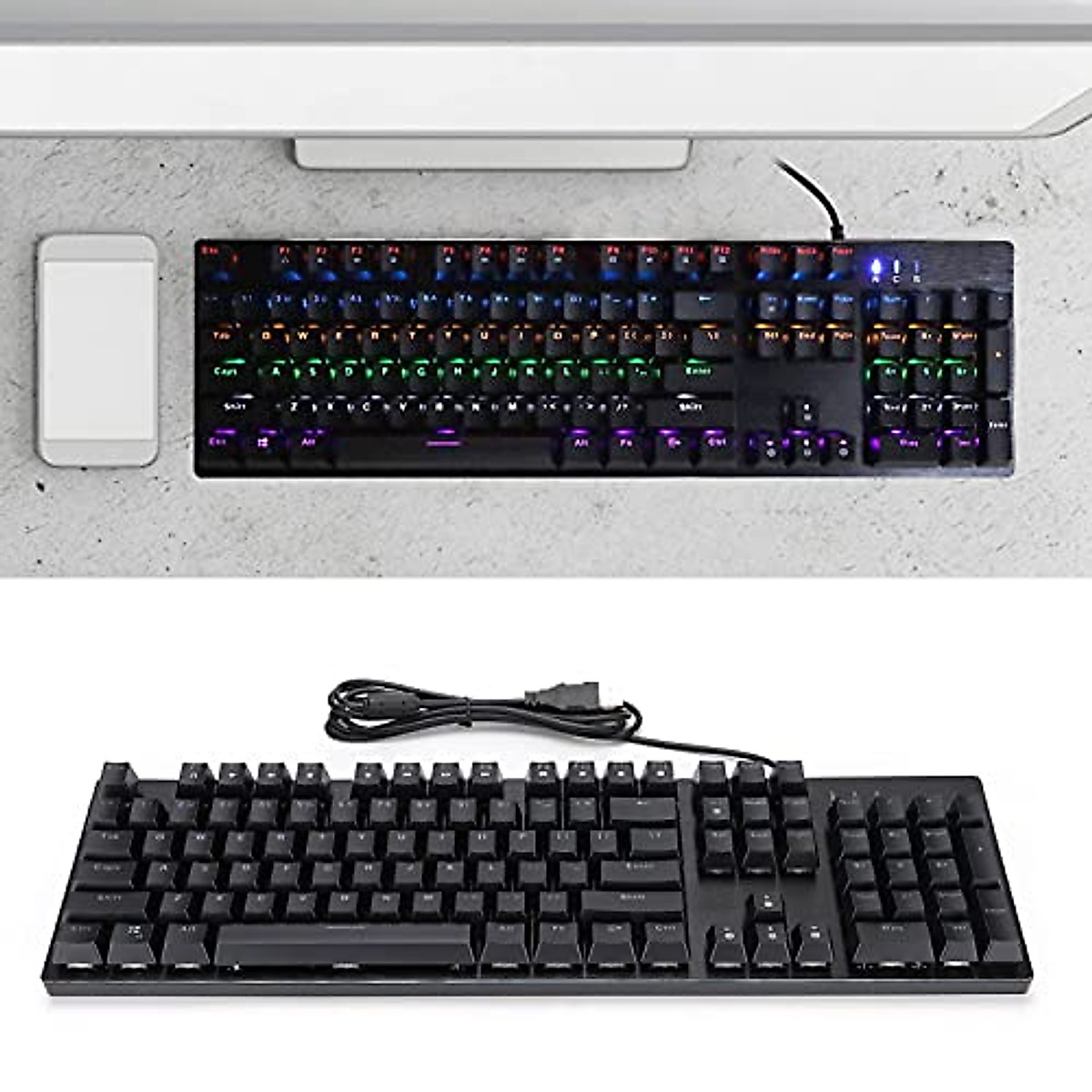 ciciglow 104 Keys USB Gaming Keyboard, Wired Gaming Keyboards with RGB Backlit, Mechanical Keyboard with Multiple Key for PC Gamers Laptop Desktop Work