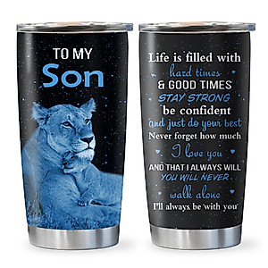 Qatdey Gifts for Son Tumbler 20oz, Son Gifts from Mom/Dad, Birthday Gifts for Son Cup, Gifts for Grown Son on Wedding Day, To My Son Gift Ideas, Christmas Graduation Gifts for Son 1PC