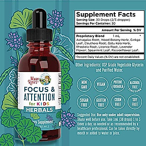 USDA Organic Focus & Attention Kids Drops & Kids Magnesium Citrate Gummies Bundle by MaryRuth's | Brain & Memory Drops | Magnesium Supplement | Stress Relief, Bone, Nerve, Gut Health | Vegan.