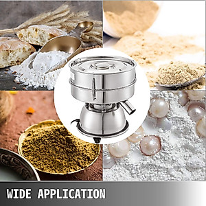 VBENLEM Automatic Sieve Shaker Included 12 Mesh + 80 Mesh Flour Sifter Electric Vibrating Sieve Machine 110V 50W Sifter Shaker Machine 1150 r/min for Rice & Herbal Powder Particles