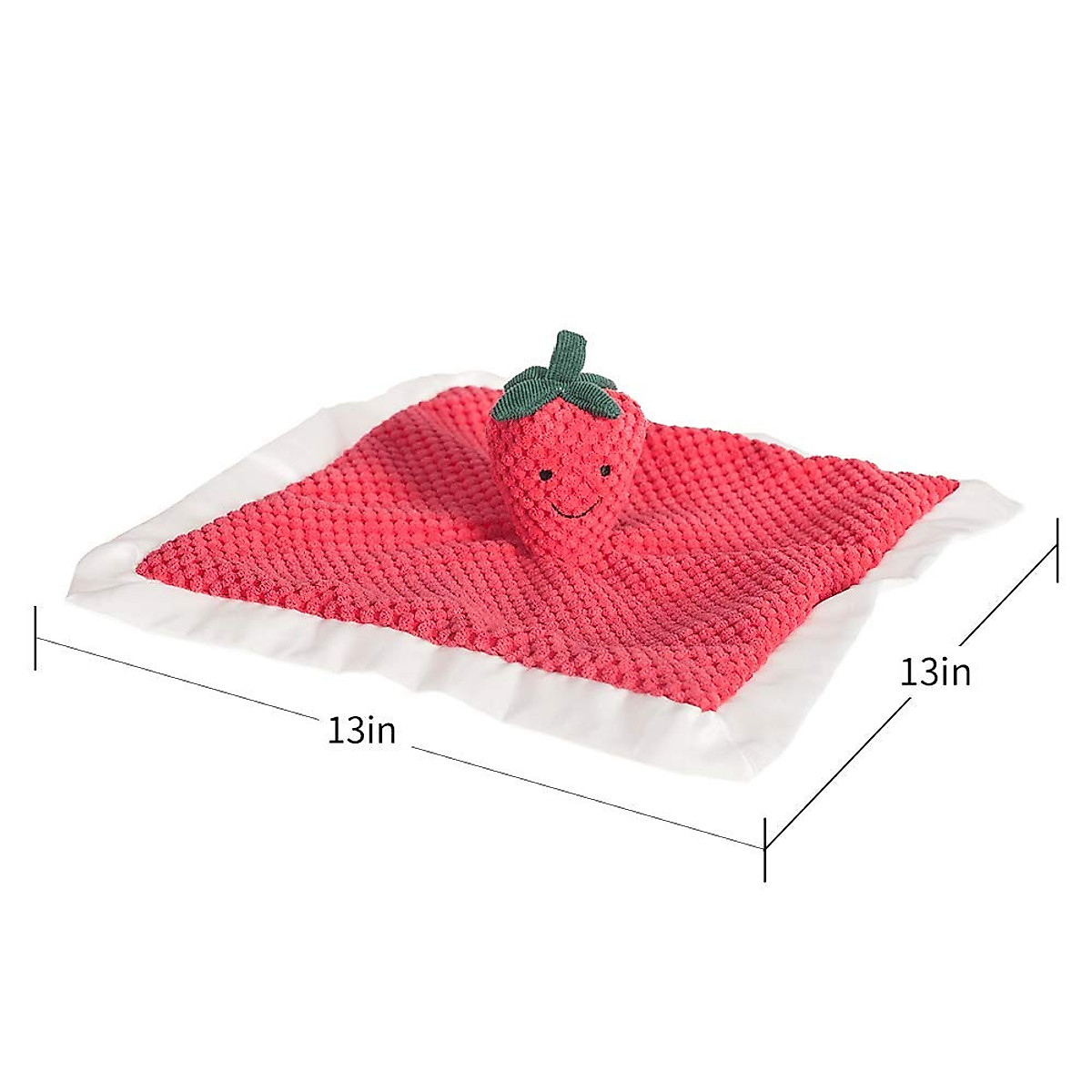 Apricot Lamb Stuffed Fruit Strawberry Security Blanket Infant Nursery Character Blanket Luxury Snuggler Plush Baby Lovey(Strawberry, 13 Inches)