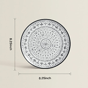 Joviton HOME 24PCS Bohemia Gray Melamine Plastic Dinnerware Sets for 8,Outdoor Plates and Bowls Sets for 8 (Gray)