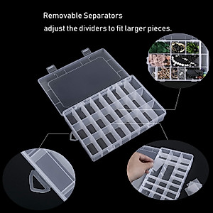 Snowkingdom Transparent Plastic Grid Box Storage Organizer for Display Collection with Adjustable Dividers - 24 Clear Grids - 7.8"x5.2"x1.5"