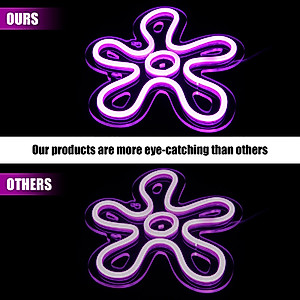 3 Pcs Flower Neon Sign Flower LED Light Signs Retro LED Signs Flower Shaped Neon Sign Purple Blue and Yellow Neon Sign for Bedroom Home Wall Decor Birthday Wedding Party Decorations Kid's Gifts