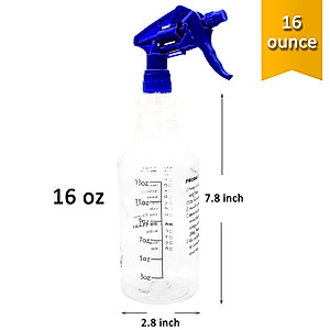 Youngever 4 Pack Empty Spray Bottles, 16 Ounce Spray Bottles for Cleaning Solutions, All - Purpose with Clear Finish, Pressurized Sprayer, Adjustable Nozzle, Printed Measurements and Checkbox