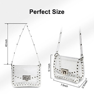 NEW RUICHENG Clear Purse for Women, Clear Crossbody Bag, handbag, shoulder bag with silver chain strap PGA stadium certification bag(silver)