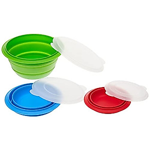 Progressive International CB-20 Storage Bowls with Lids, Set of 3, teal, green and red