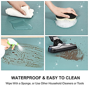 AUTODECO Kitchen Mats and Rugs Set of 2 - Cushioned Anti-Fatigue Kitchen Rug for Floor Washable 17"x29" +17"x59", Turquoise