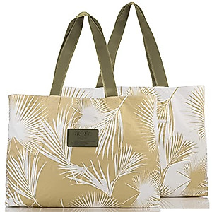 ALOHA Collection Splash-Proof Reversible Day Palms Holo Holo Tote in Sand