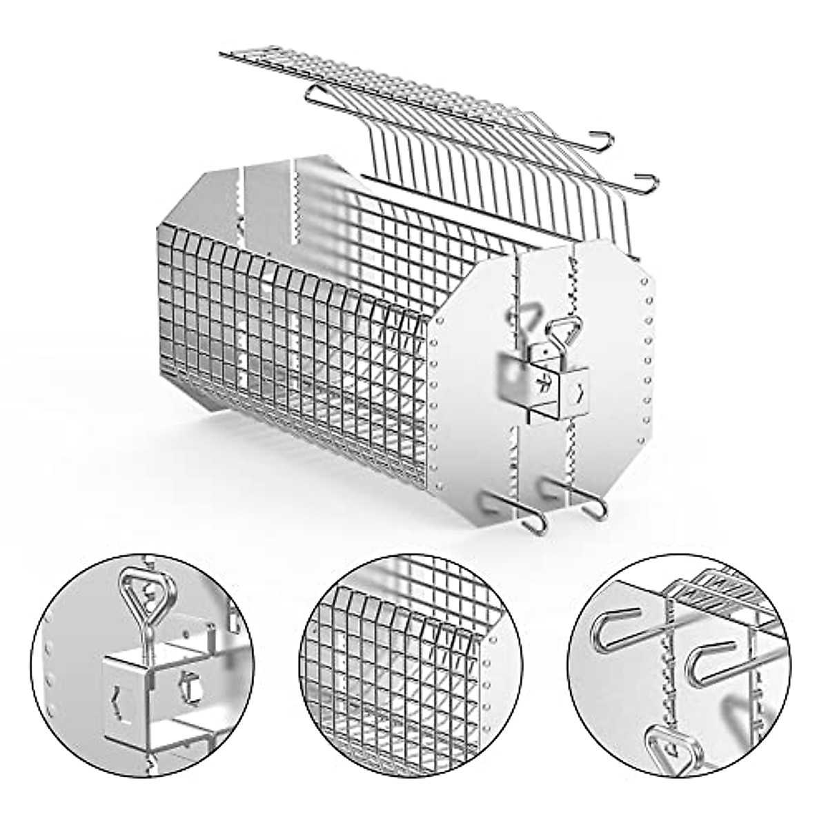 onlyfire Universal Octagonal Tumble Rotisserie Basket, Flat Spit Rotisserie Grill Basket Fits for 1/2 Inch Hexagon, 3/8 Inch Hexagon, 3/8 Inch Square, 5/16 Inch Square Spit Rods