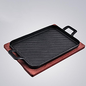 SZTNKSKJ Steak plate sizzle platter cast iron cast iron bakeware cast iron square pan cast iron skillets cast iron platter pan for roti (handle)
