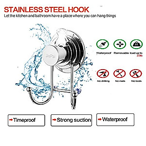 JiePai Suction Cup Towel Hooks,Shower Towel Holder for Bathroom,Suction Shower Towel Rack Organizer for Towel, Bathrobe,Loofah,Coat,Bags,Chrome (2 Pack)