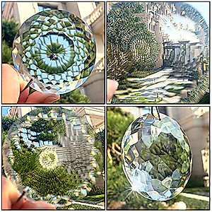 Hanging Crystal Suncatcher Chandelier Crystals Prisms Clear Chandelier Crystals Flower of Life Prisms Suncatcher Window Hanging Ornament Crafts(75MM)