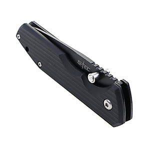 S-TEC G10 Handle Pocket Folding Knife with G10 Handle and Pocket Clip, 3.0 inch 440 Stainless Steel Blade, Thumb Stud, Smooth Nylon Pivot, 7.4 inch overall length, TS019 (Black)