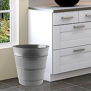 nu steel Round Metal Small 2.5 Gallon Recycle Trash Can Wastebasket, Garbage Container Bin for Bathrooms, Kitchen, Bedroom, Home Office - Durable Galvanize Steel - Shiny Steel Finish