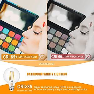 Dekang 8-Pack G25 LED Globe Light Bulbs 3000K Soft White, Vintage E26 Base Edison Light Bulbs 60W Equivalent, 6W Round Light Bulbs with Filament for Bathroom Vanity, Clear Glass, 600LM, Non-dimmable