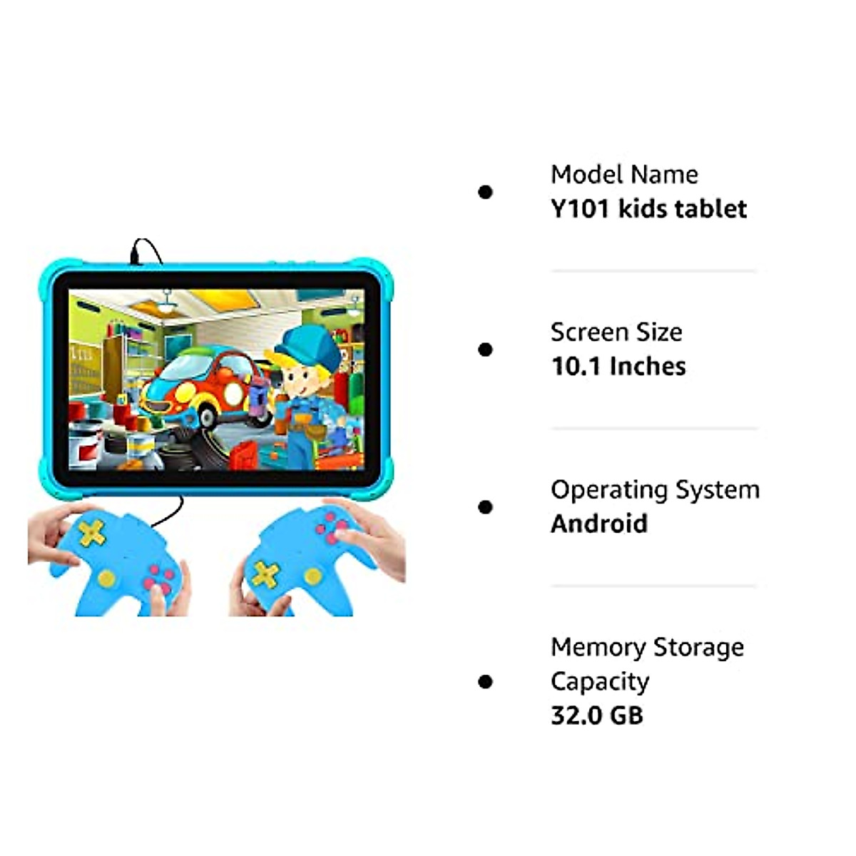 YINOCHE Kids Tablet Android Toddler Tablet for Kids Tablets for Kids 2GB+32GB with Gamepad Support Parental Control Children's Tablet Dual Cameras,Games, Kid Proof Case Netflix YouTube