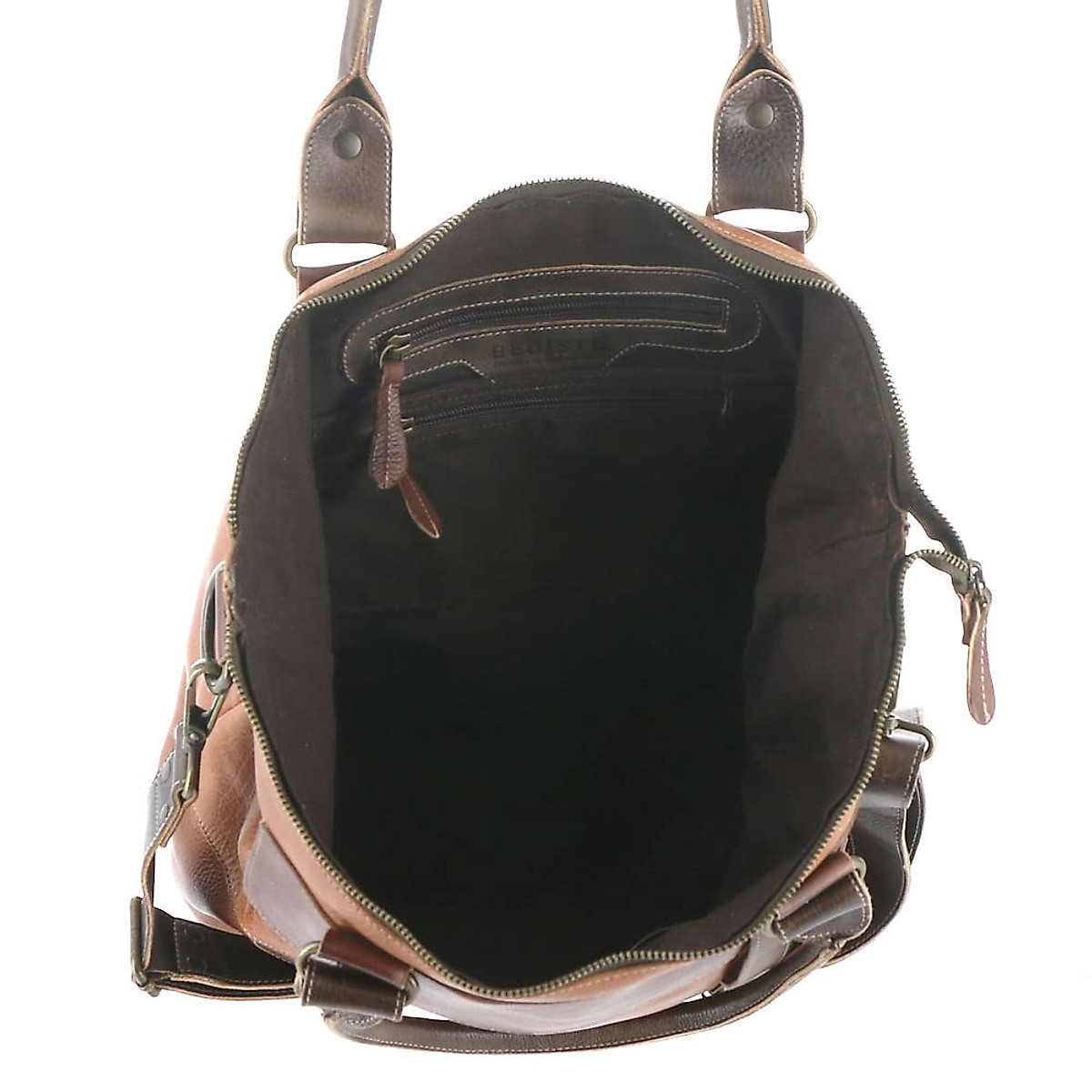 Bed|Stu Women’s Big Fork Shoulder Leather Bag (Tan Rustic)