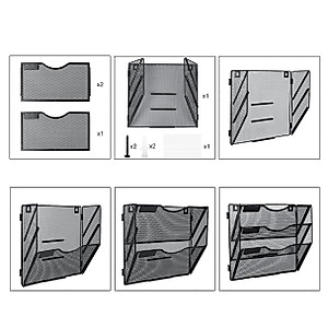 superbpag Hanging Wall File Organizer 3 Pocket, Wall Mounted Mail Document Holder Paper Storage Rack, Wall Organization for Office Home Classroom, Black