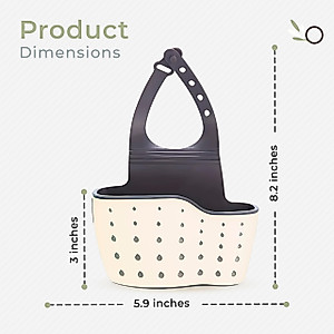 Sponge Holder for Kitchen Sink to Hang from the Faucet. Modern Adjustable Kitchen Sink Sponge Holder with Drain Holes For Drying.