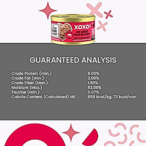 I AND LOVE AND YOU" XOXOs Canned Wet Cat Food, Beef and Tuna Pate, Grain Free, Real Meat, No Fillers, 3 oz Cans, (Pack of 24)